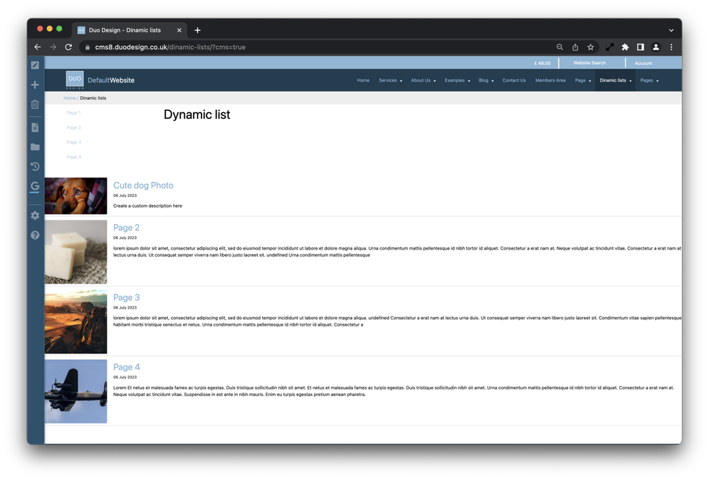 DuoCMS - Dynamic Lists