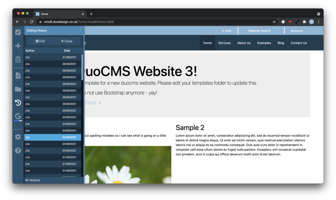 DuoCMS - Page History