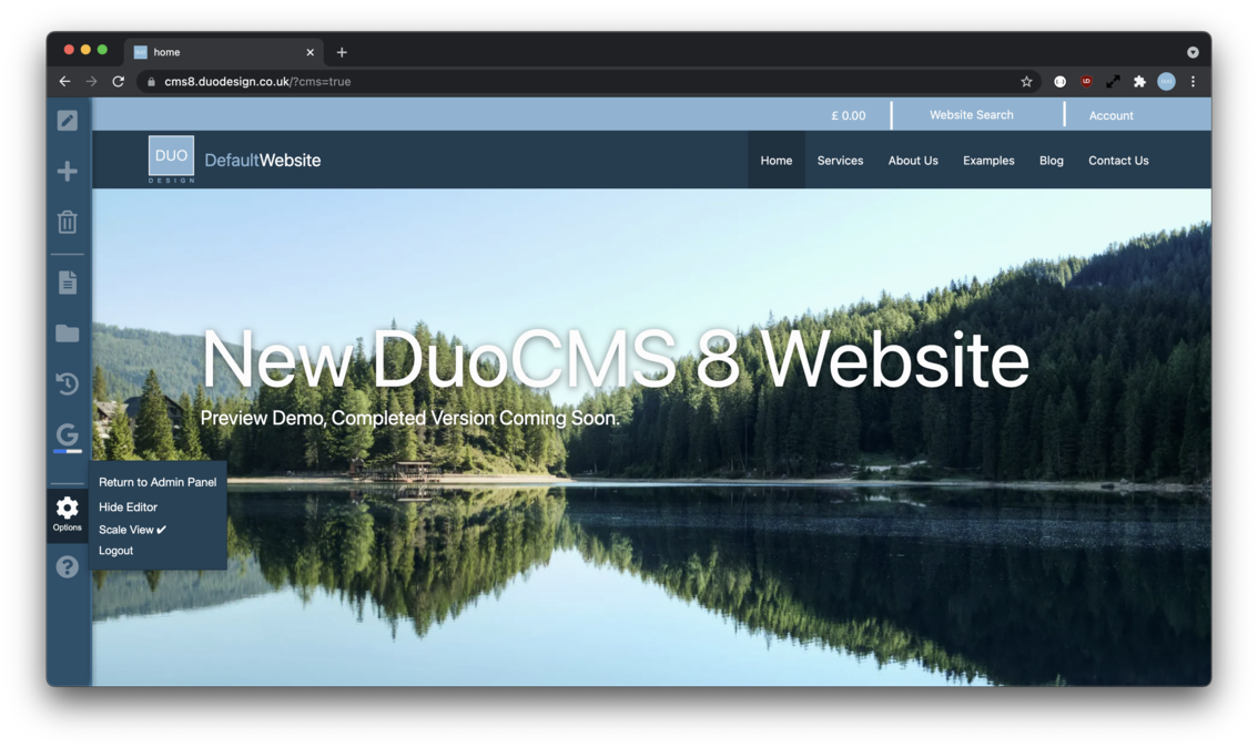 DuoCMS - Options Menu